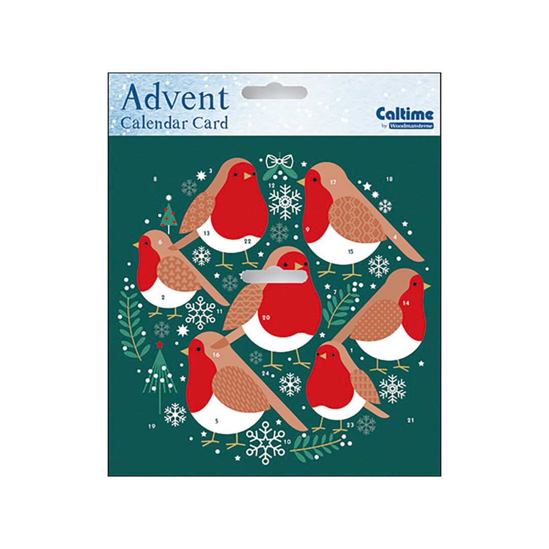 Robins Advent Calendar Card 160 X 160 Mm Caltime With Envelope and 24 ...