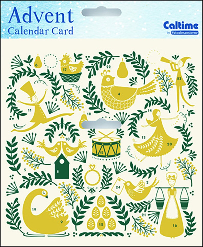 12 Days of Christmas Advent Calendar Card 160 X 160 Mm Caltime With ...