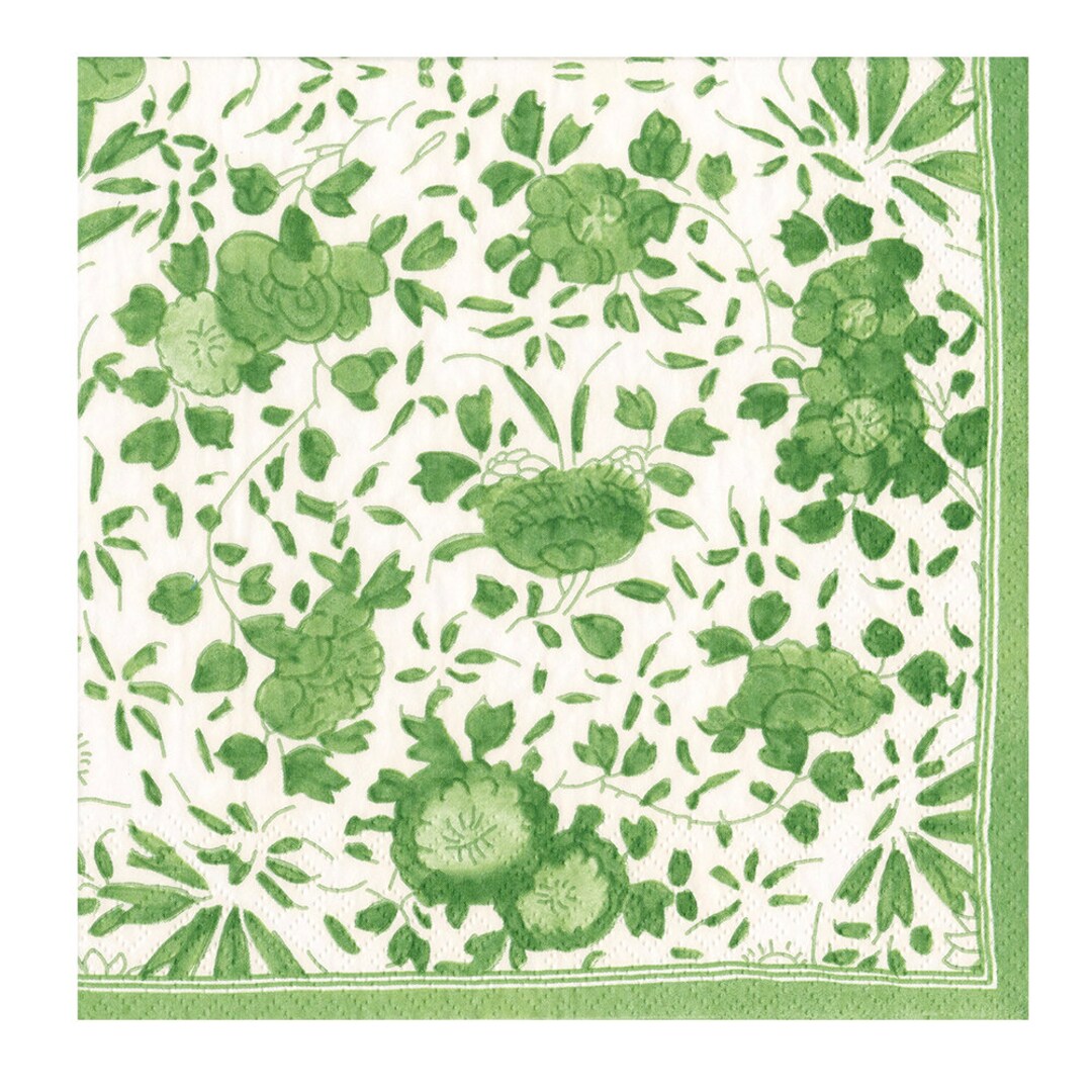 Green Delft Floral Caspari Paper Table Napkins 40 Cm Square 3 Ply ...