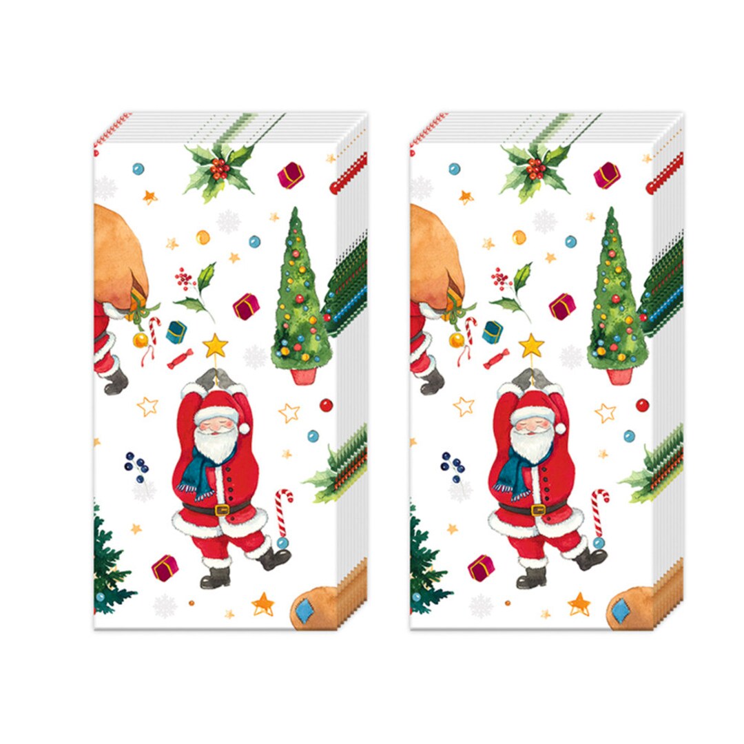 Santa's Look Christmas Tissues 2 Packs of 10 IHR Tissues 4 Ply 20 Cm ...
