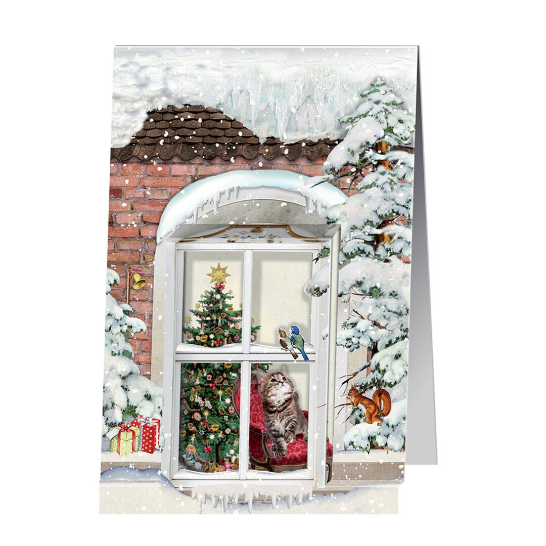 Squirrel Window 3 D Christmas Window Advent Calendar Card Pop Up ...