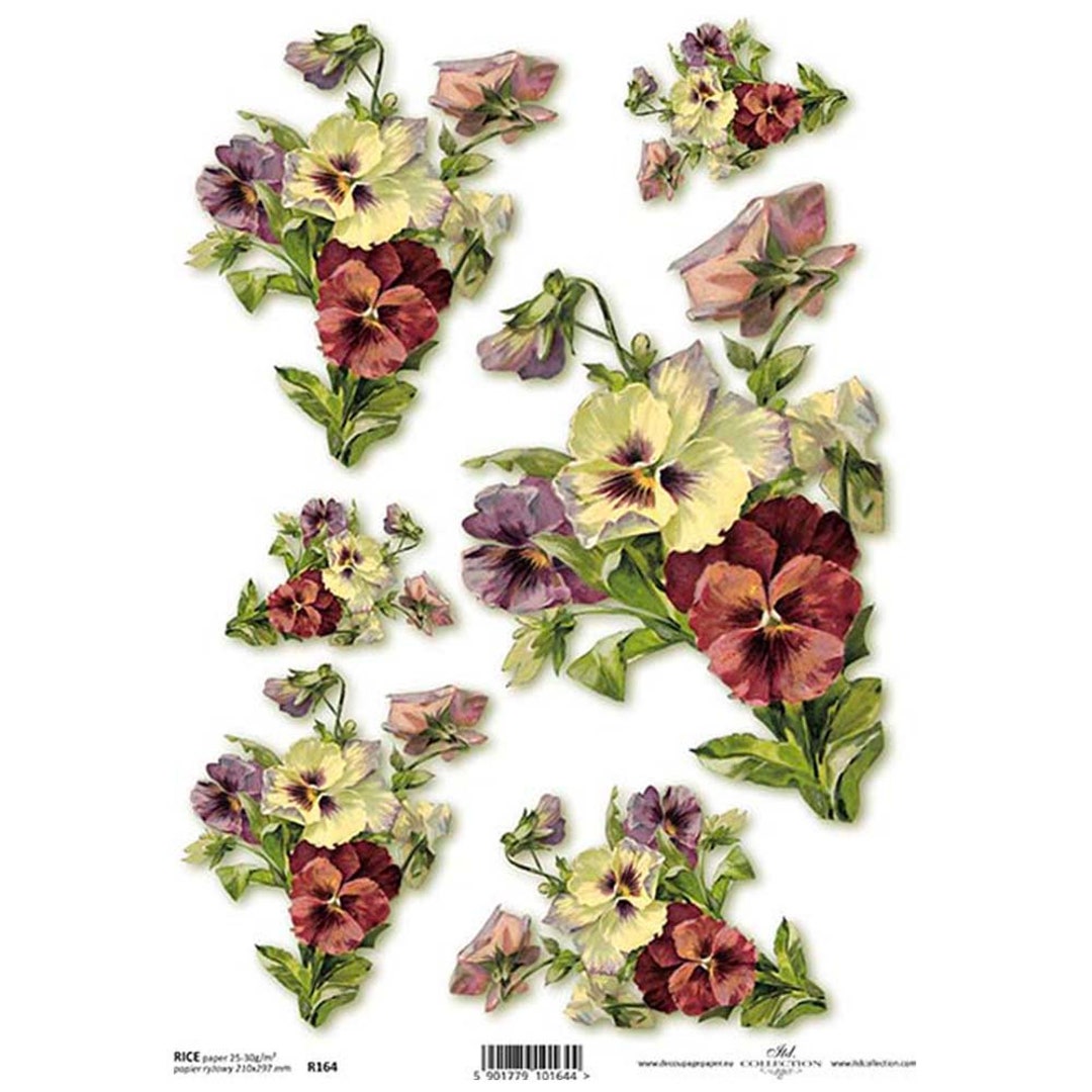 Big Pansy Posy ITD A4 Rice Paper Mulberry Paper for Decoupage 210 X 297 ...