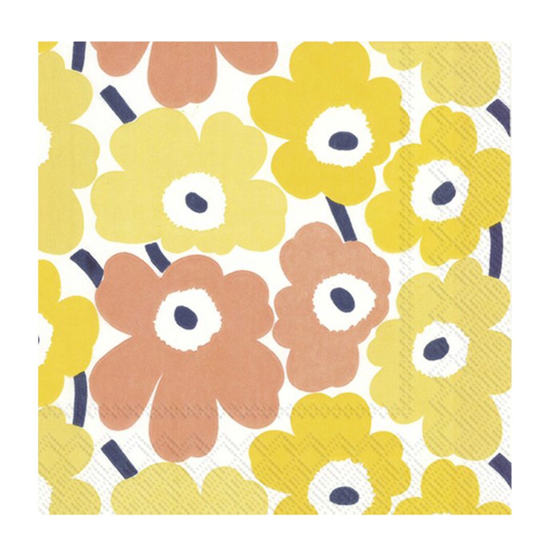 Marimekko Mini Unikko Yellow Flowers Cocktail IHR Paper Table Napkins ...