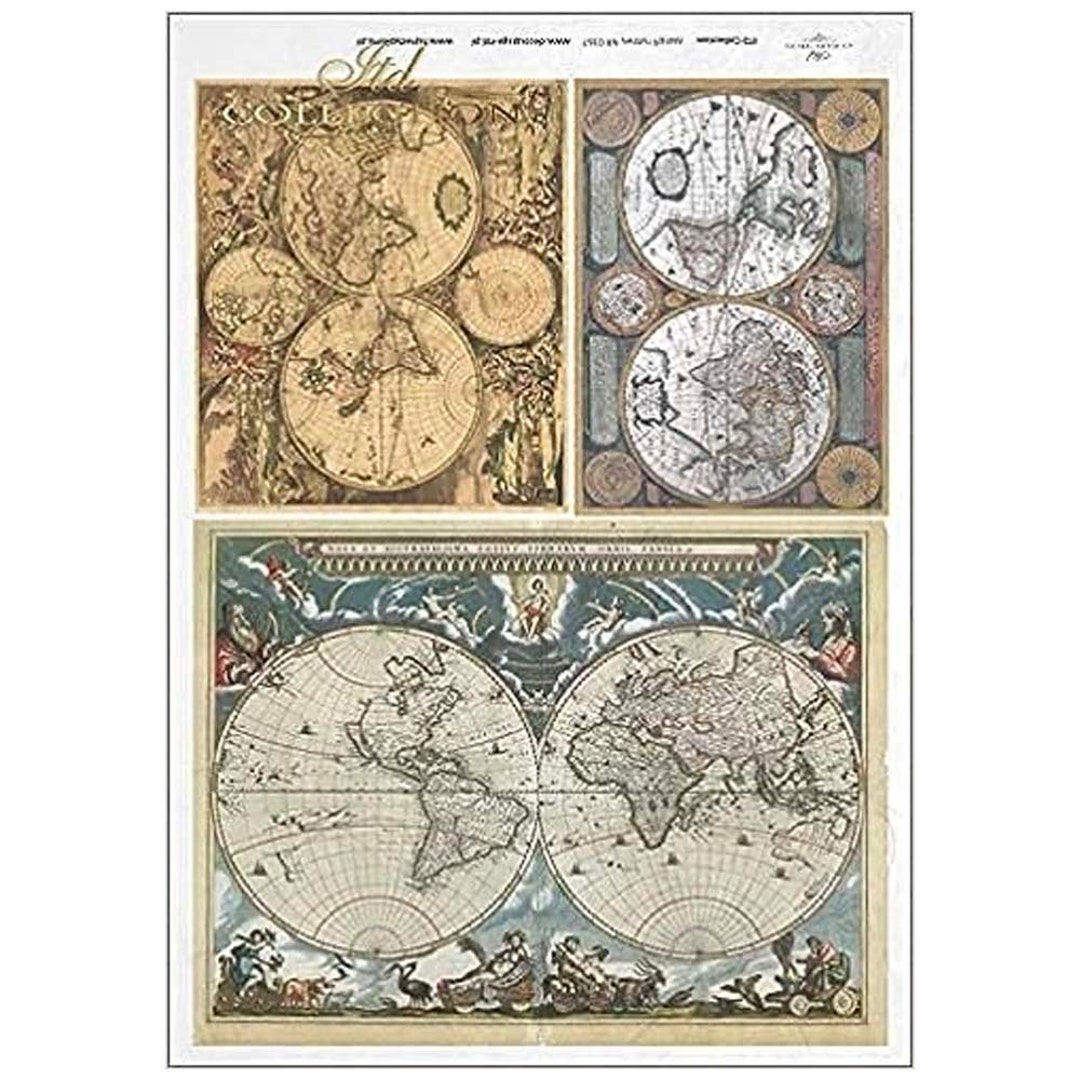 Vintage Maps Rice Paper Rice Paper ITD A4 Rice Paper Mulberry Paper for ...