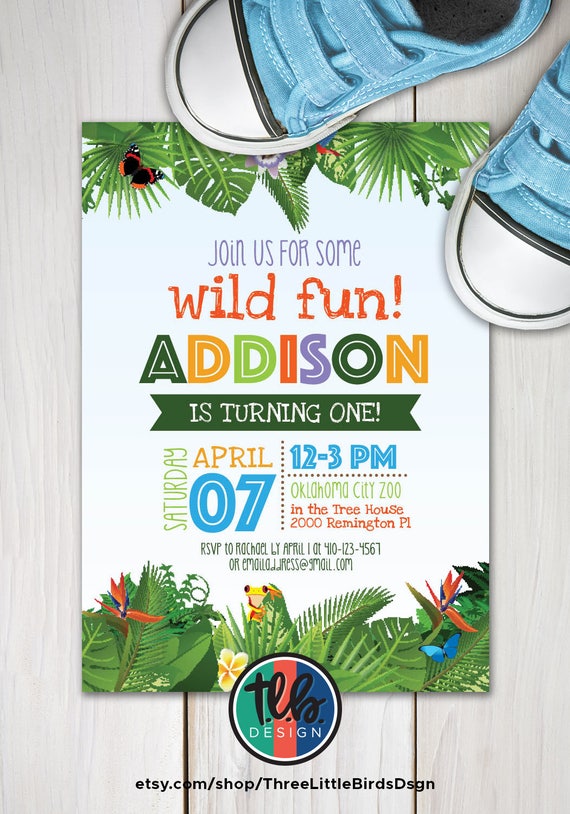 rainforest birthday invitation tropical birthday invite adventure ...