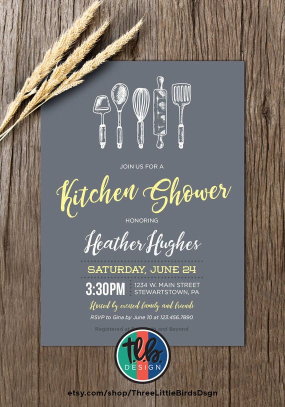 Digital Kitchen Bridal Shower Invite Invitation Stock The Kitchen Chic