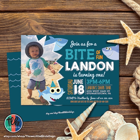 baby shark birthday invite boy first birthday jawsome shark bite ...