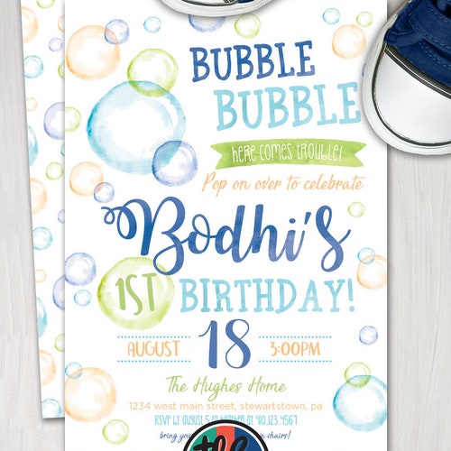 Editable Bubble Birthday Invitation Bubbles Birthday Party - Etsy