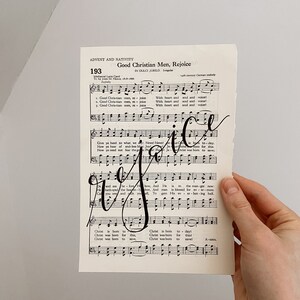 Hand-lettered "rejoice" Hymnal Page Art - Etsy
