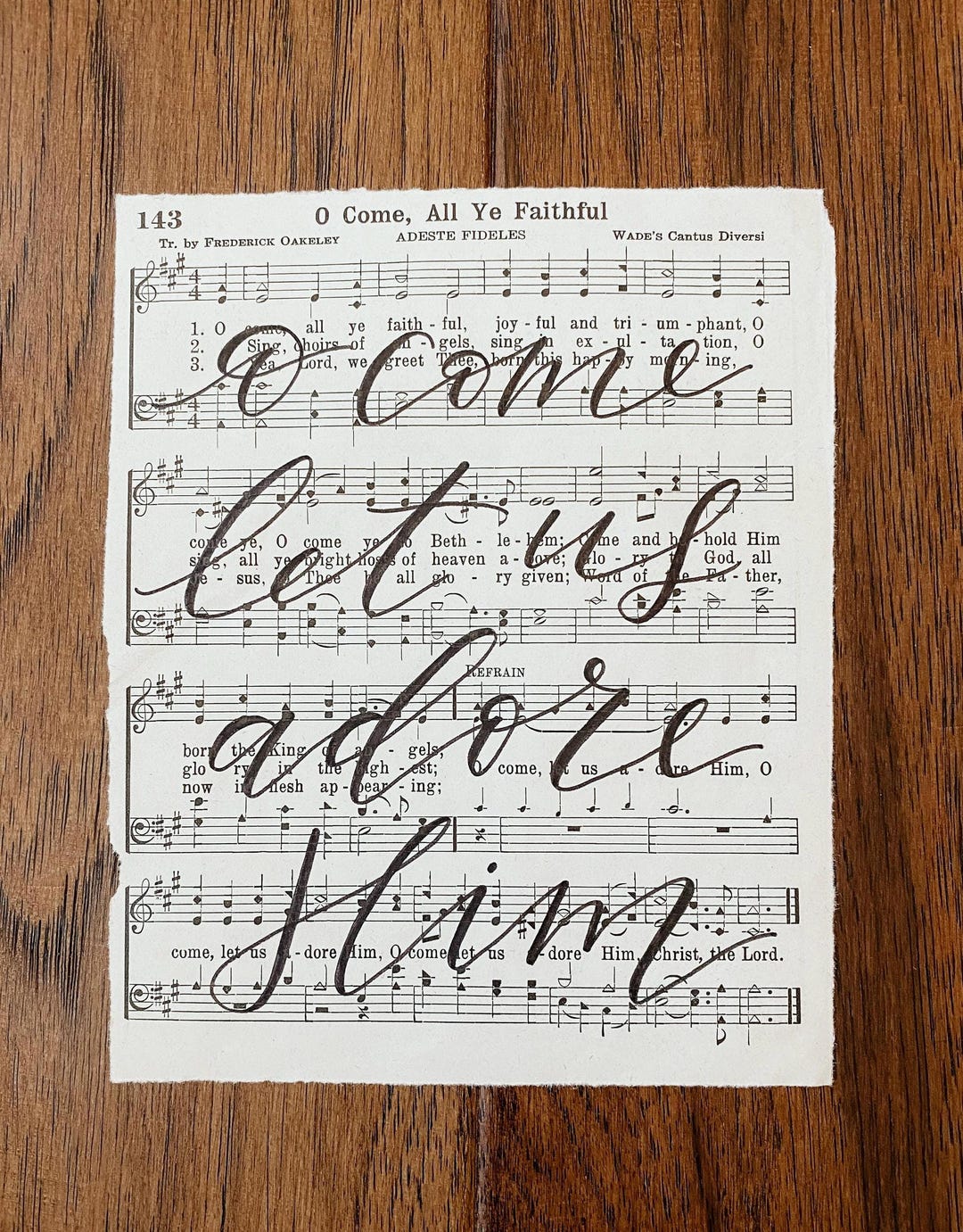 Hand-lettered "o Come Let Us Adore Him" Hymnal Page Art - Etsy