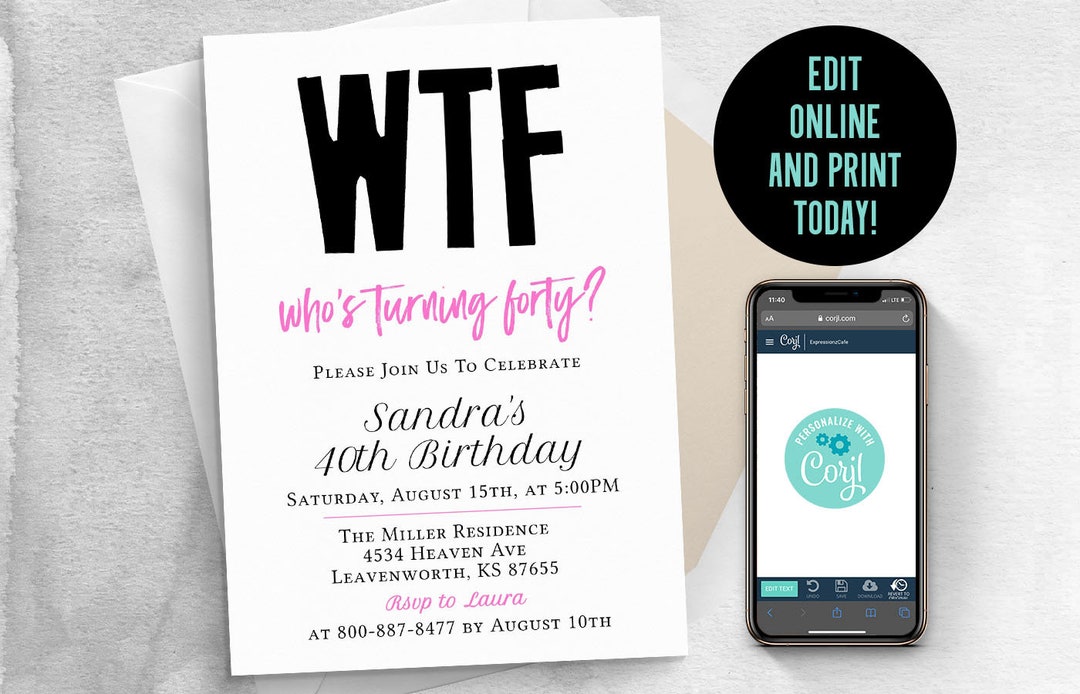 WTF Birthday Invitation WTF Invite WTF Birthday Who's - Etsy