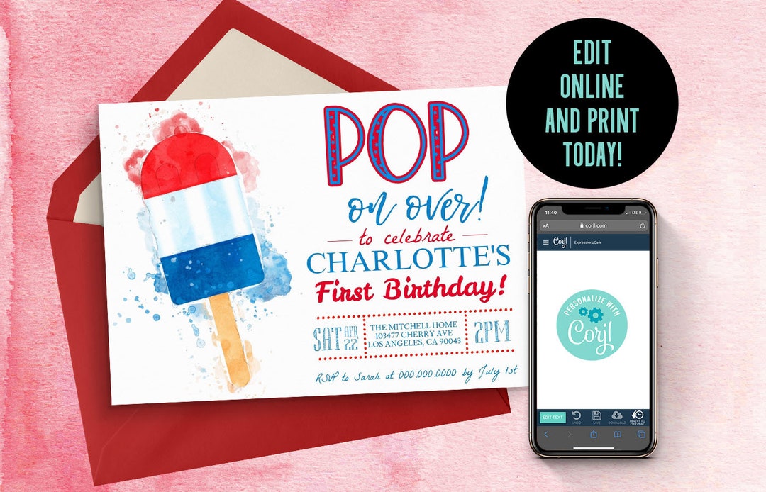 Pop on Over Invite | July 4th Invitation, Popsicle Invite, July 1st ...