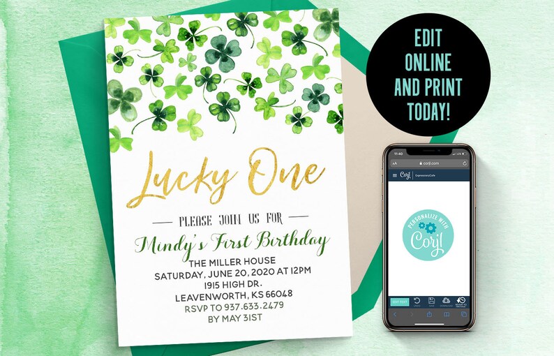 Clover Birthday Invitation | First Birthday Invite, St. Patrick's ...