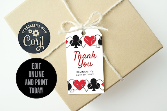 Poker Thank You Tags Casino Favor Tags Poker Party Casino - Etsy