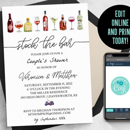 Stock the Bar Couple's Shower Invite Bar Shower Invite - Etsy