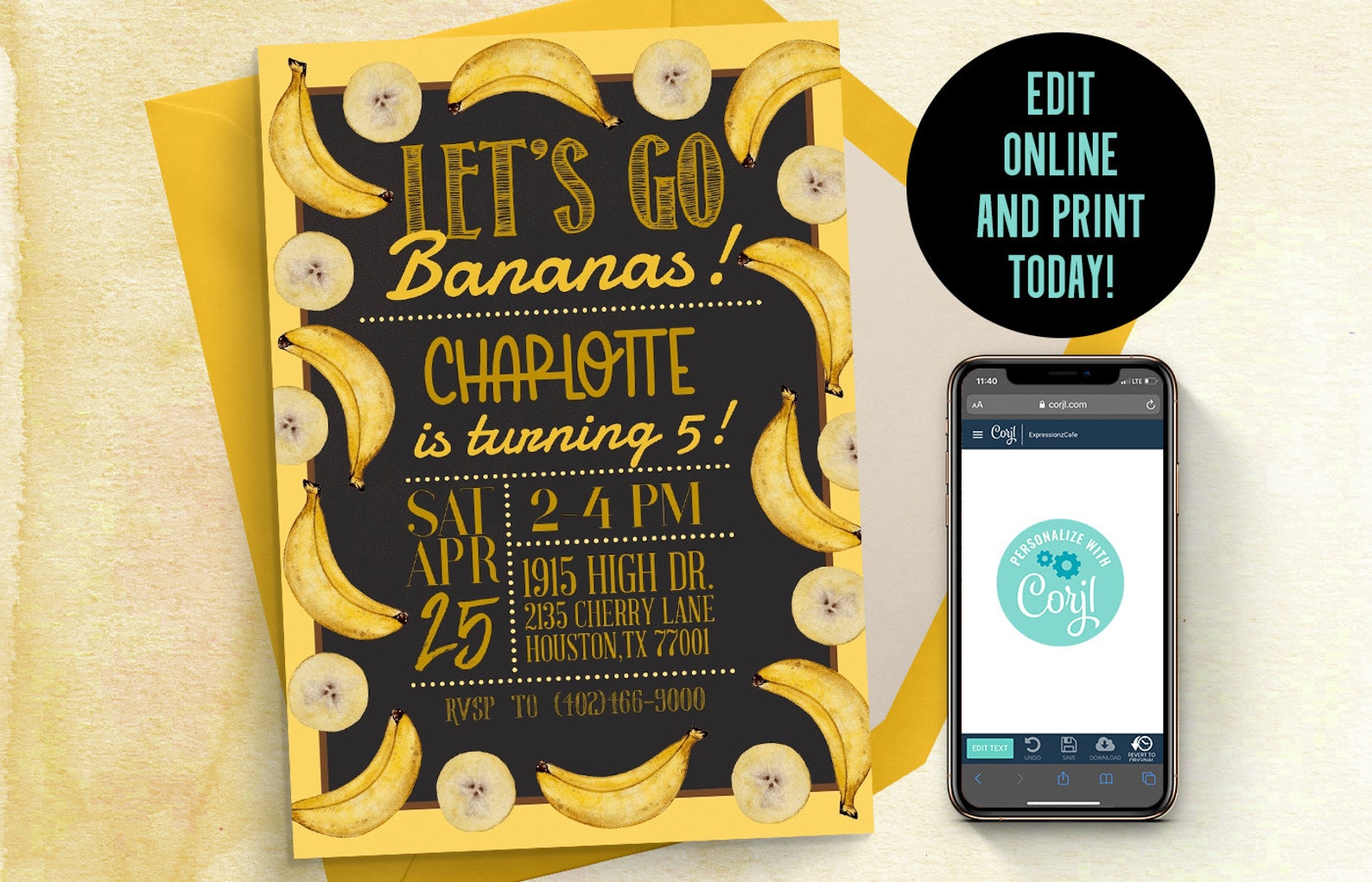 Banana Birthday Invitation Banana Invitation Go Bananas | Etsy