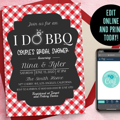 Editable I Do BBQ Barbecue Engagement Party or Shower - Etsy