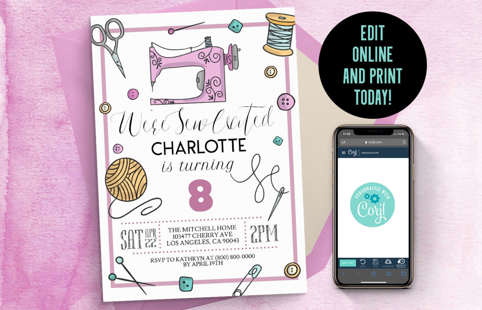Sewing Invitation | Sew Theme Birthday, Sewing Party Invite, Sewing ...