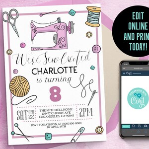 Sewing Invitation | Sew Theme Birthday, Sewing Party Invite, Sewing ...