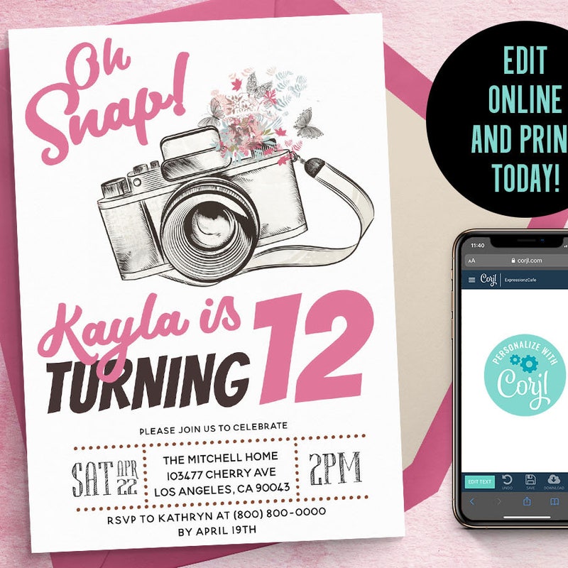 Camera Invitation - Etsy