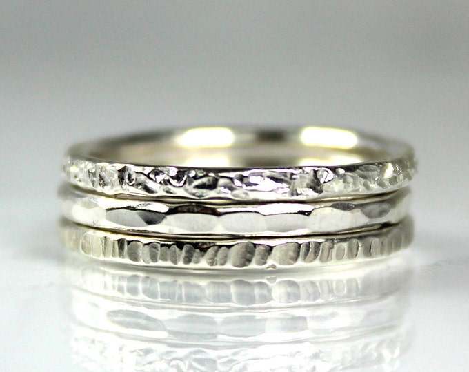 Textured Trio Stacking Set, Sterling Silver Stacking Rings, Zero Waste ...