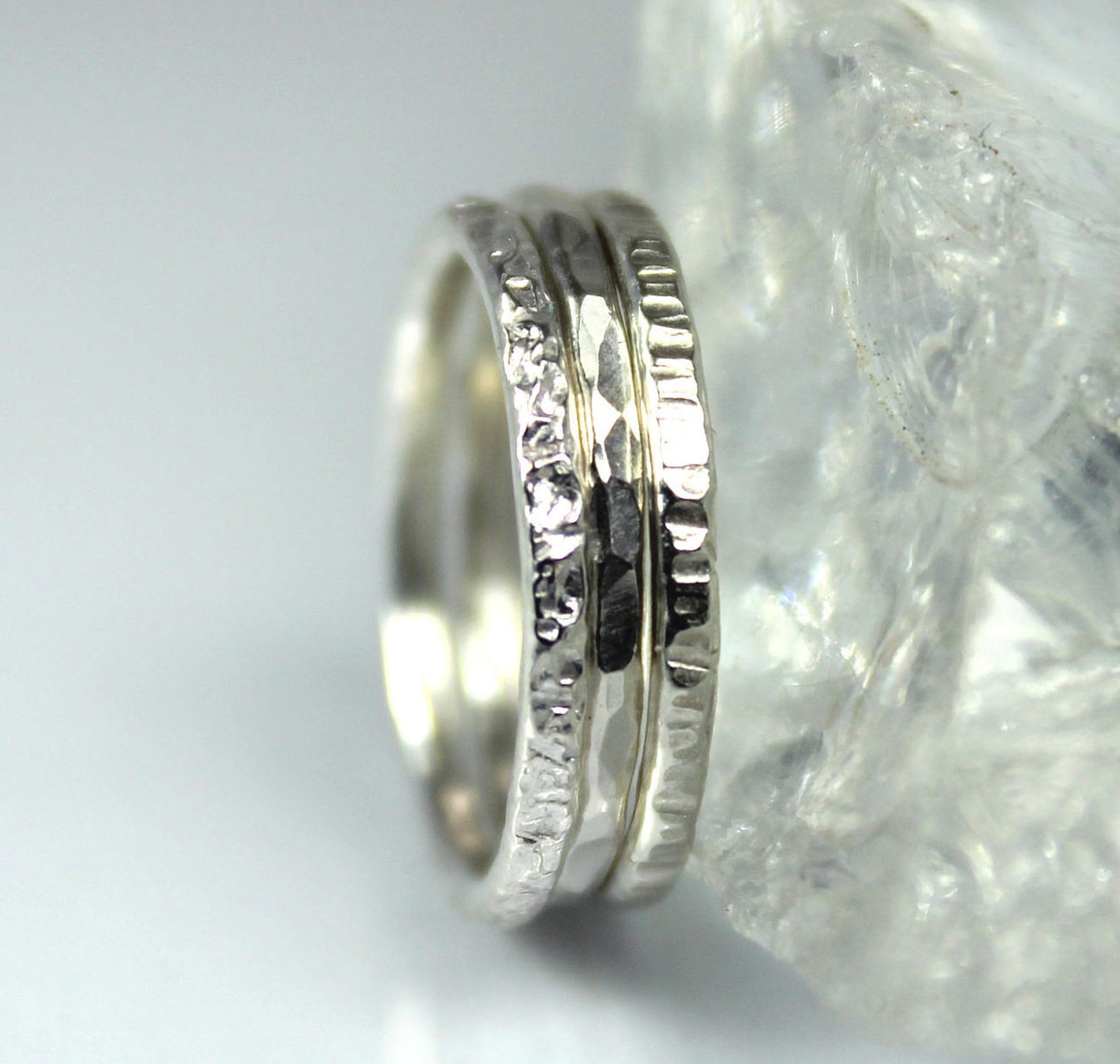 Textured Trio Stacking Set Sterling Silver Stacking Rings - Etsy