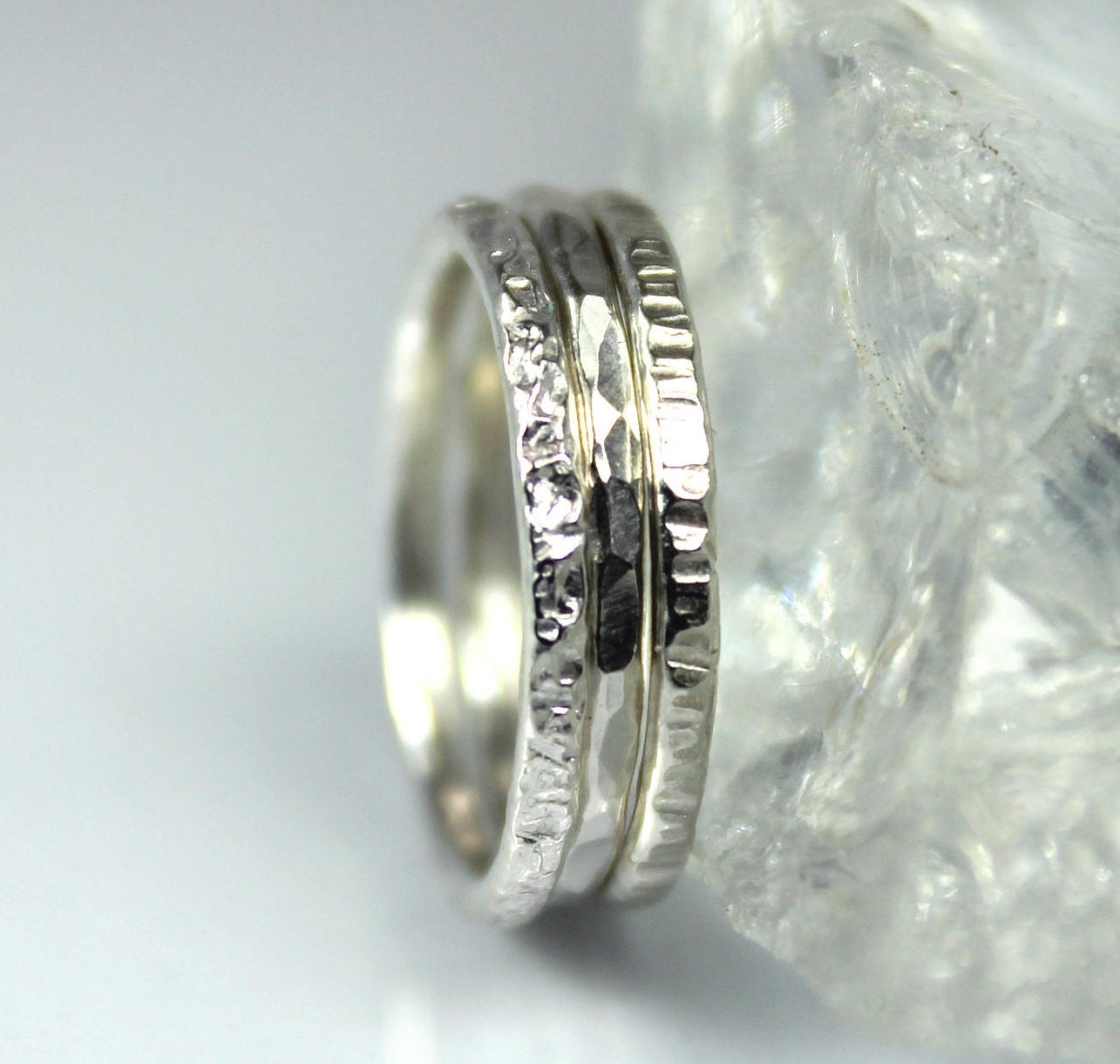 Textured Trio Stacking Set Sterling Silver Stacking Rings - Etsy