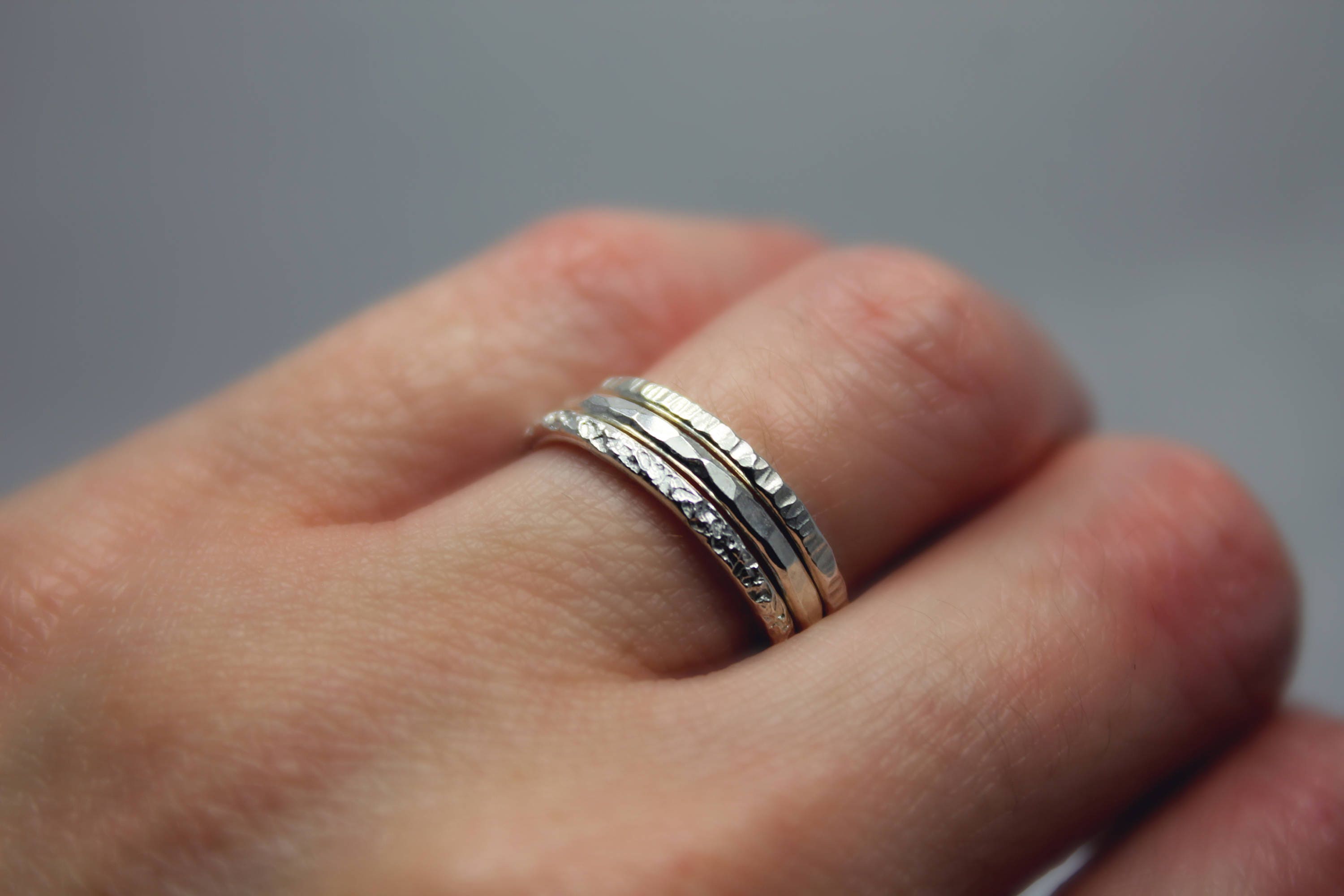 Textured Trio Stacking Set Sterling Silver Stacking Rings | Etsy