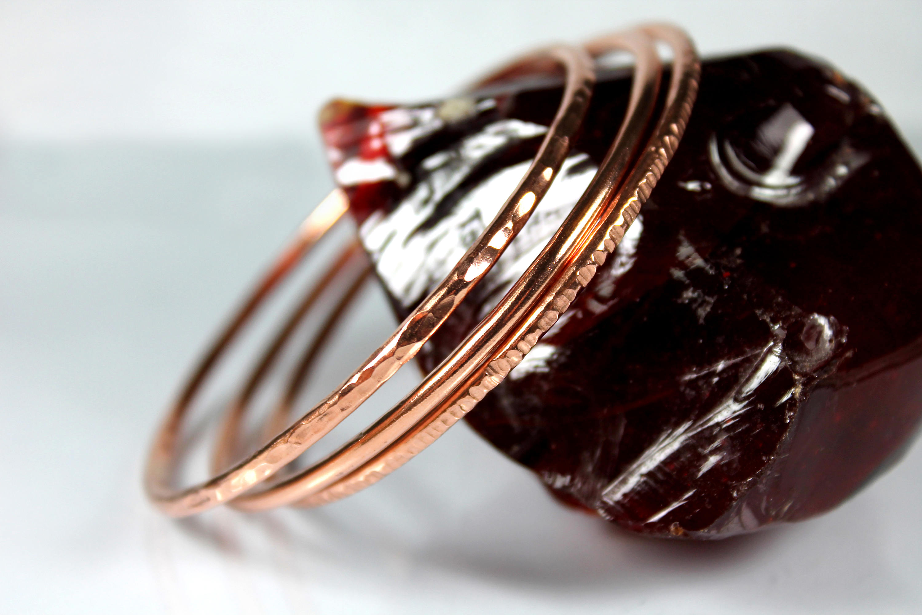 Copper Textured Bangle Trio Copper Bangle Set Zero Waste | Etsy