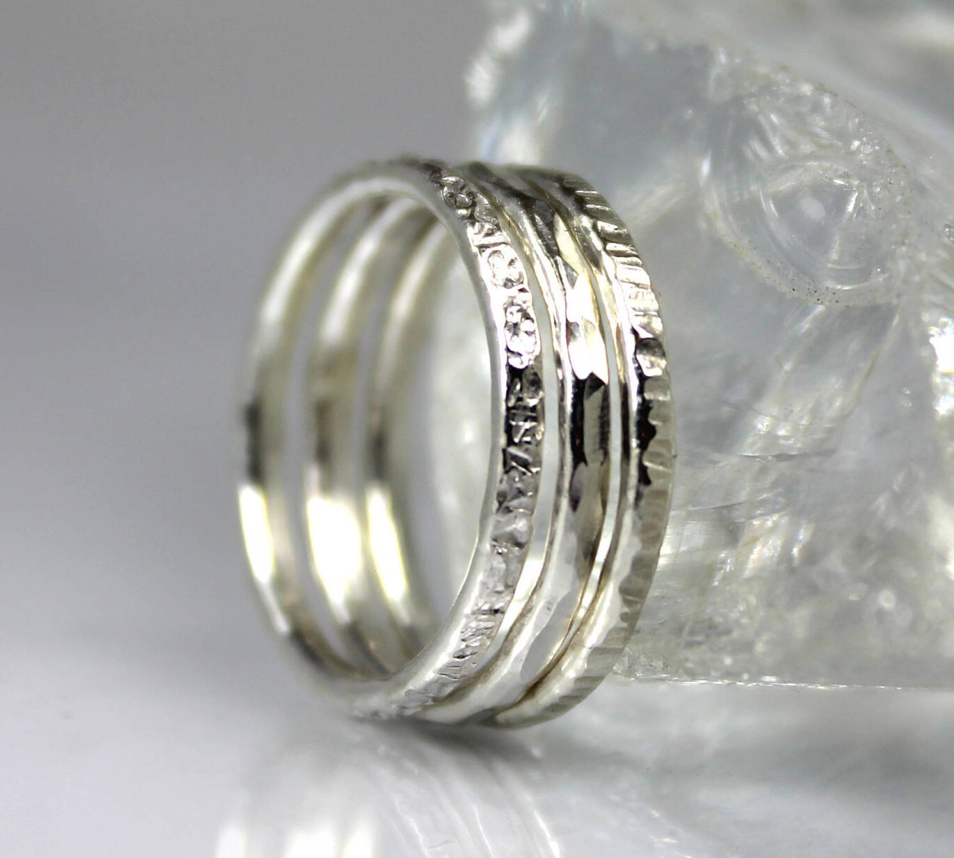 Textured Trio Stacking Set Sterling Silver Stacking Rings | Etsy