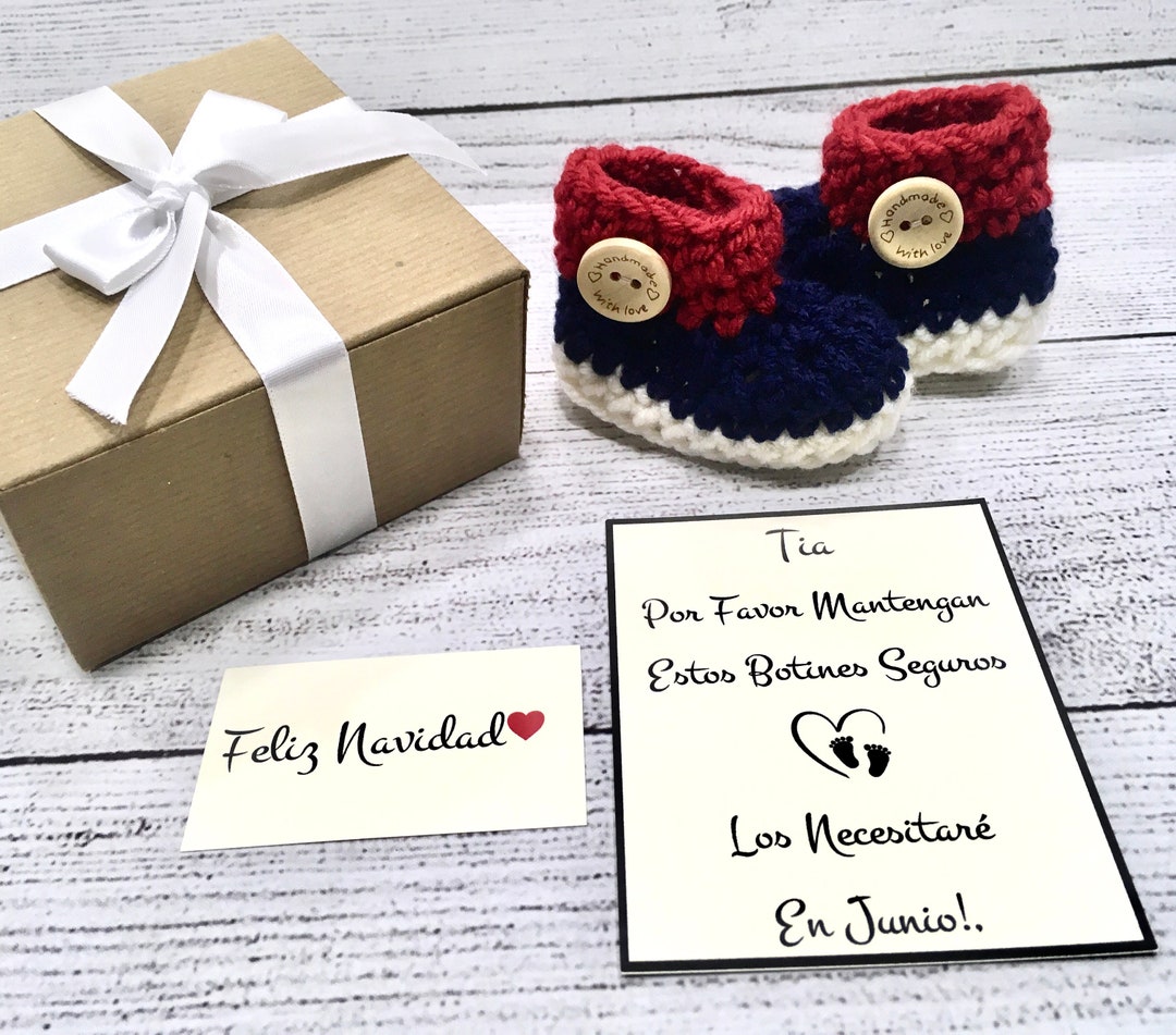 Spanish Pregnancy Announcement Booties, Pregnancy Baby Announcement to ...