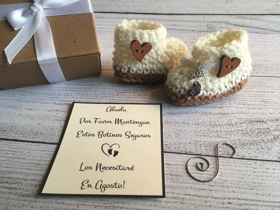 Spanish Pregnancy Announcement Booties: Abuela Baby Reveal Gift Box - Etsy
