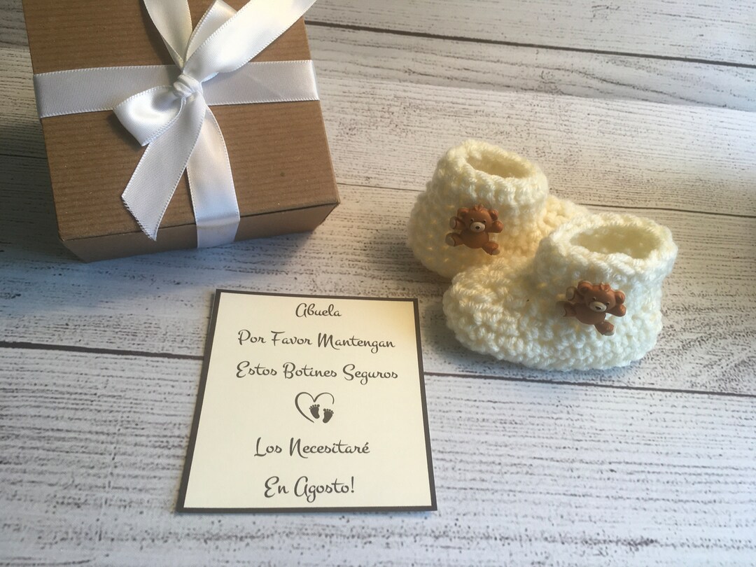Spanish Pregnancy Announcement Booties, Spanish Baby Announcement Box ...