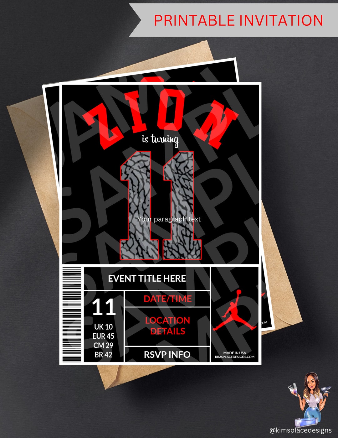 Digital Jordan Party Favor Box Label and Invitation Bundle, Party ...