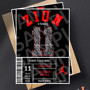 Digital Jordan Party Invitation, Printable Jumpman Invitation ...