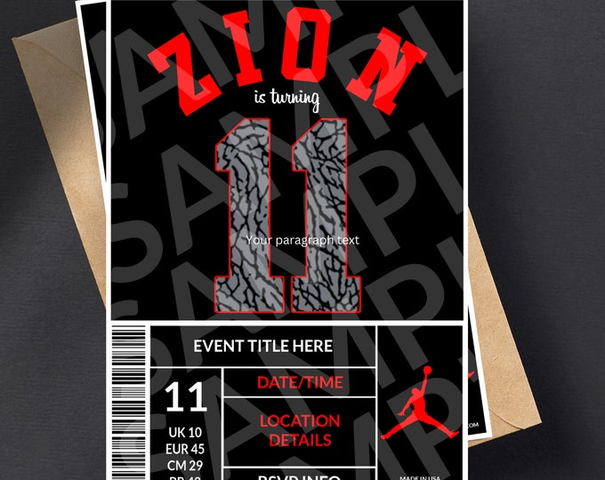 Digital Jordan Party Favor Box Label and Invitation Bundle, Party ...