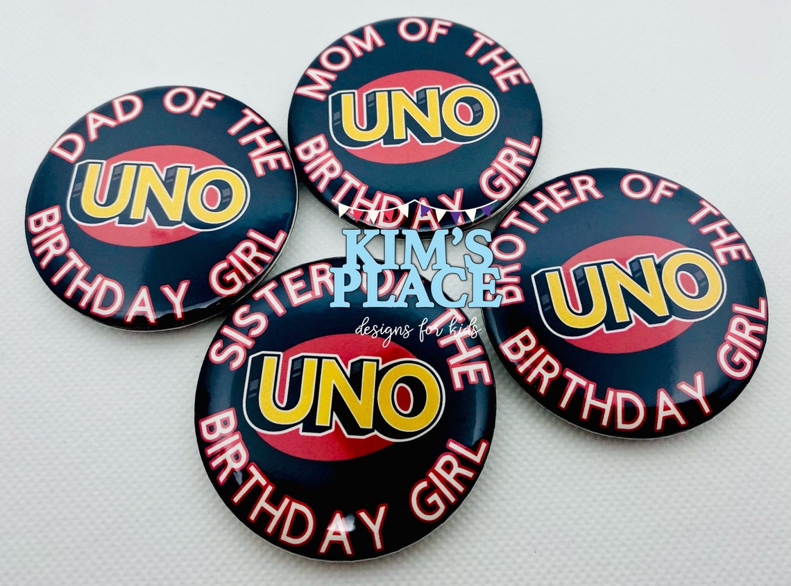 Uno Birthday Buttons Custom Party Favor Pins Birthday Pins - Etsy