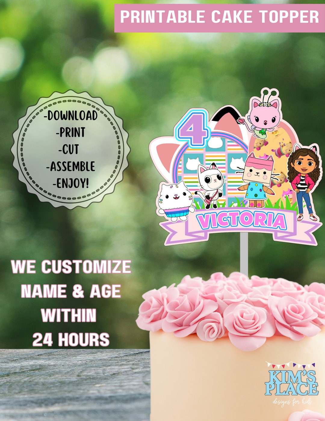 Gabby's Dollhouse Digital Printable Cake Topper Catrat Kitty Fairy ...