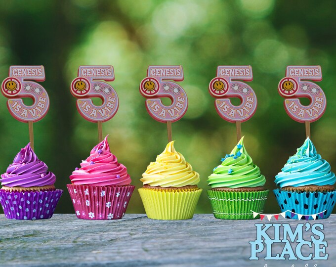 Groovy Five is A Vibe Cake Topper | Fifth Birthday Cake Topper | Retro ...