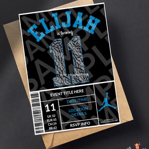 Digital Jordan Party Invitation, Printable Jumpman Invitation ...