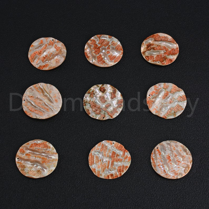 1-50 Pcs Large Size 35mm Natural Red Abalone Shell Round Circle Disc ...