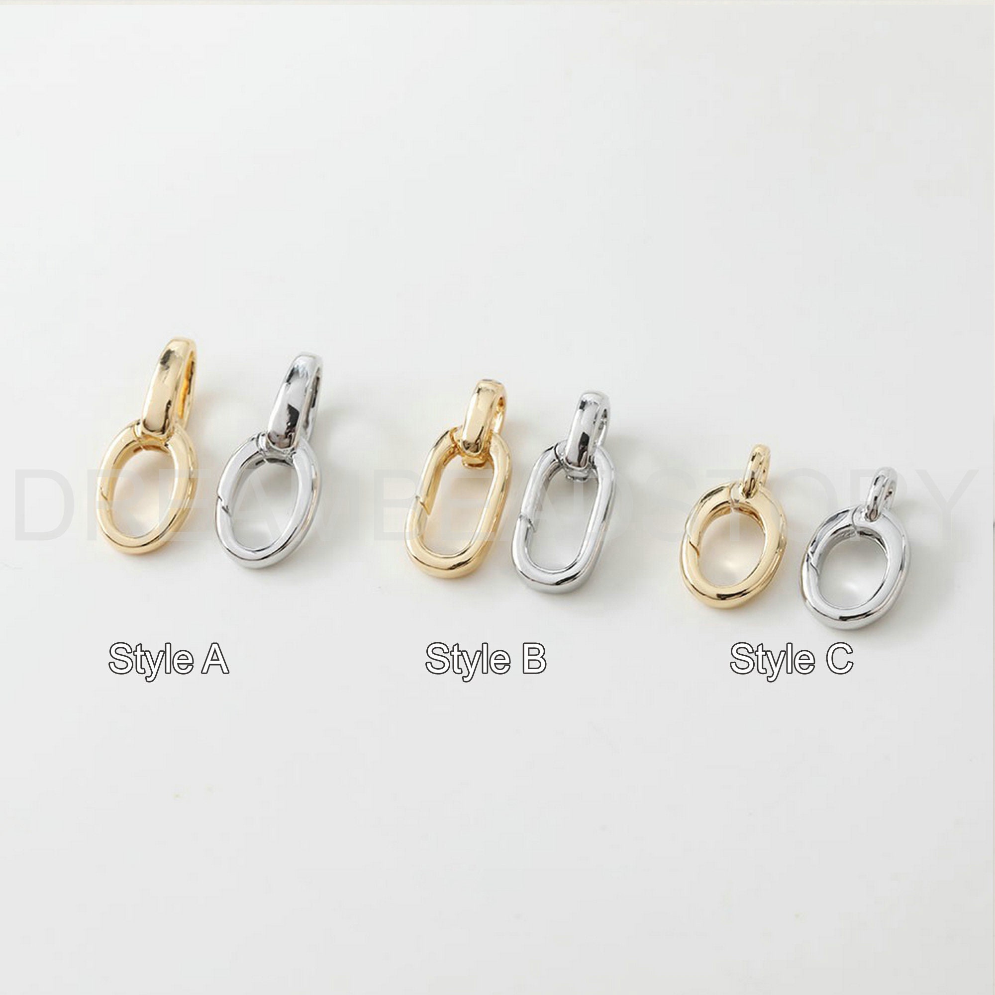 Push Gate Oval Clasp - Spring Gate Clasp - 14K Real Gold/ White Gold ...