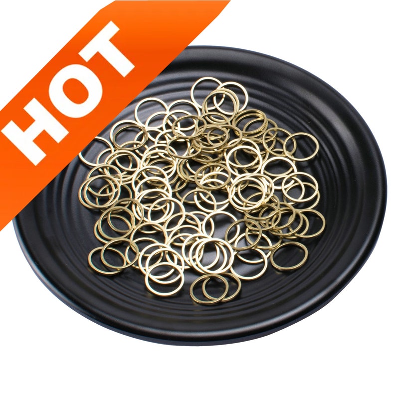 100-500 Pcs Raw Brass Simple Circles Round Hoops Rings Link Connectors ...