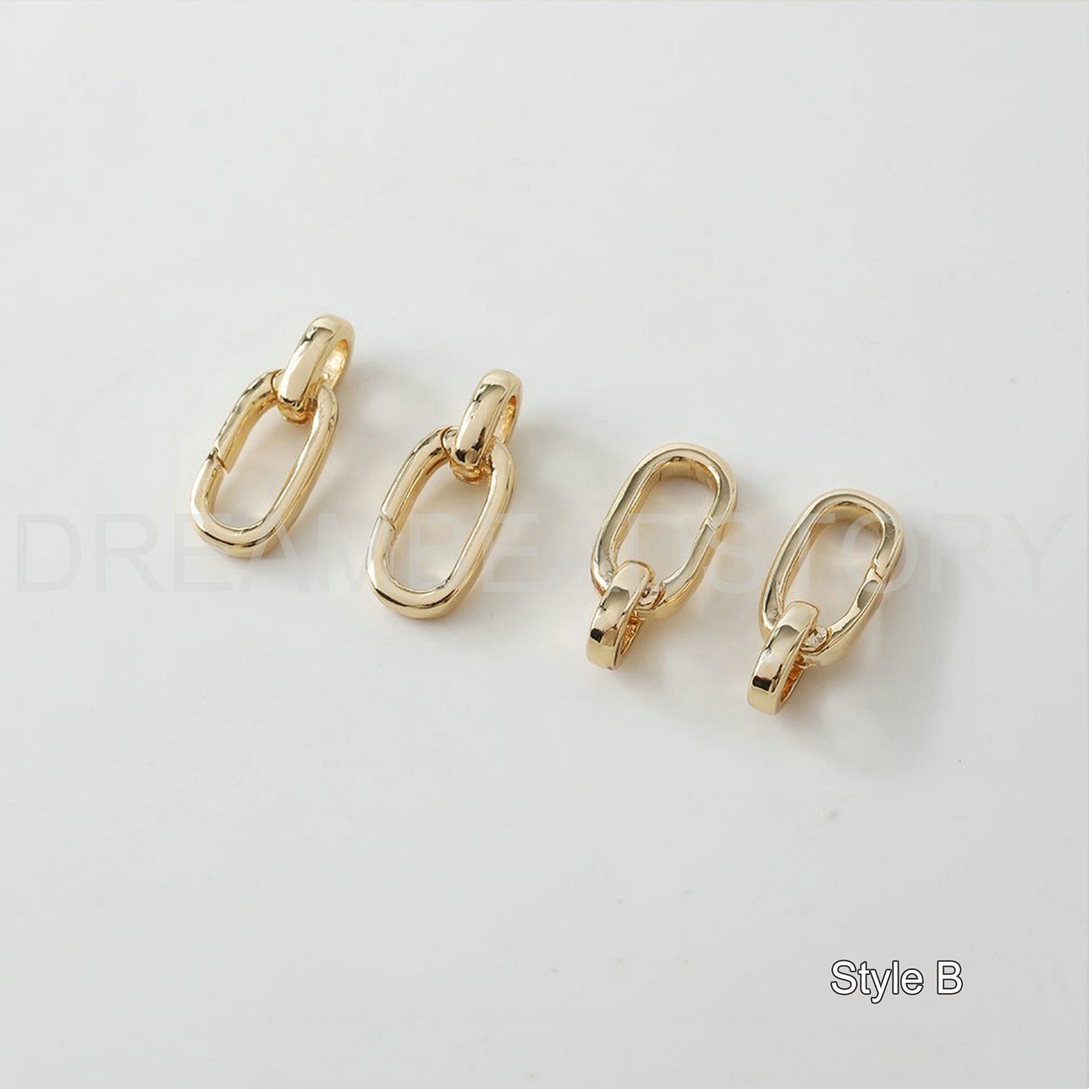 Push Gate Oval Clasp - Spring Gate Clasp - 14K Real Gold/ White Gold ...
