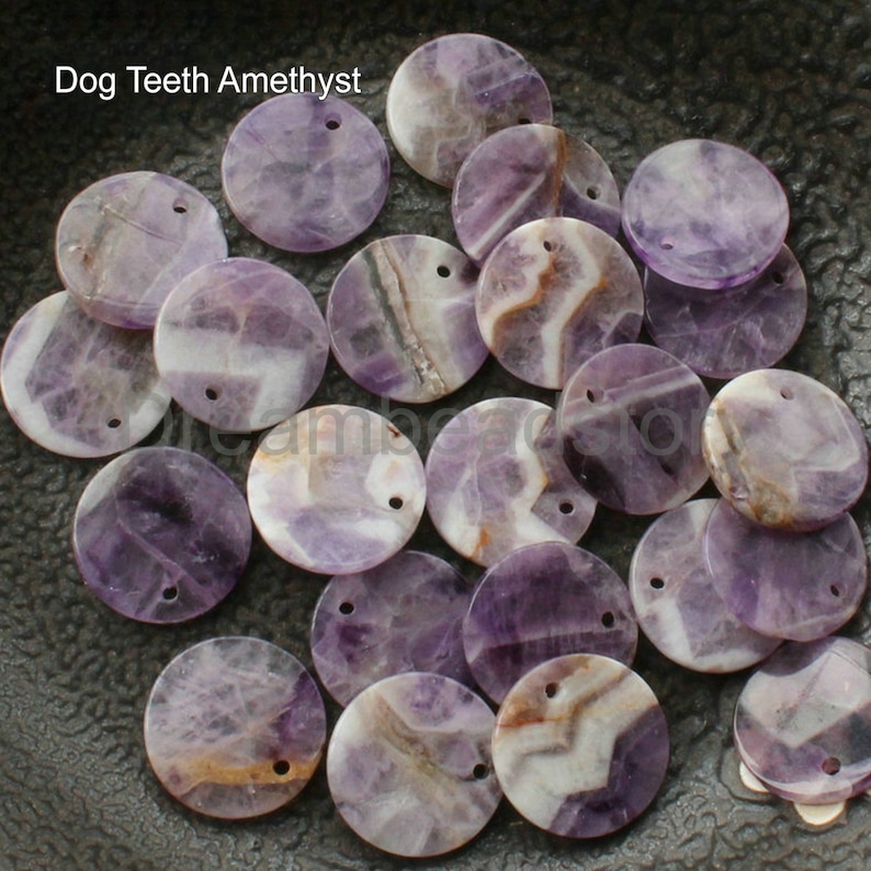 2-50 Pcs Flat Gemstone Disc Bead Natural Amethyst/ Blue | Etsy