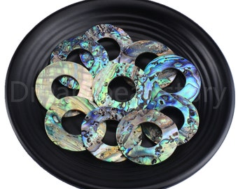 2-50 Pcs Natural Abalone Shell Hollow Round Circle Pendant | Etsy