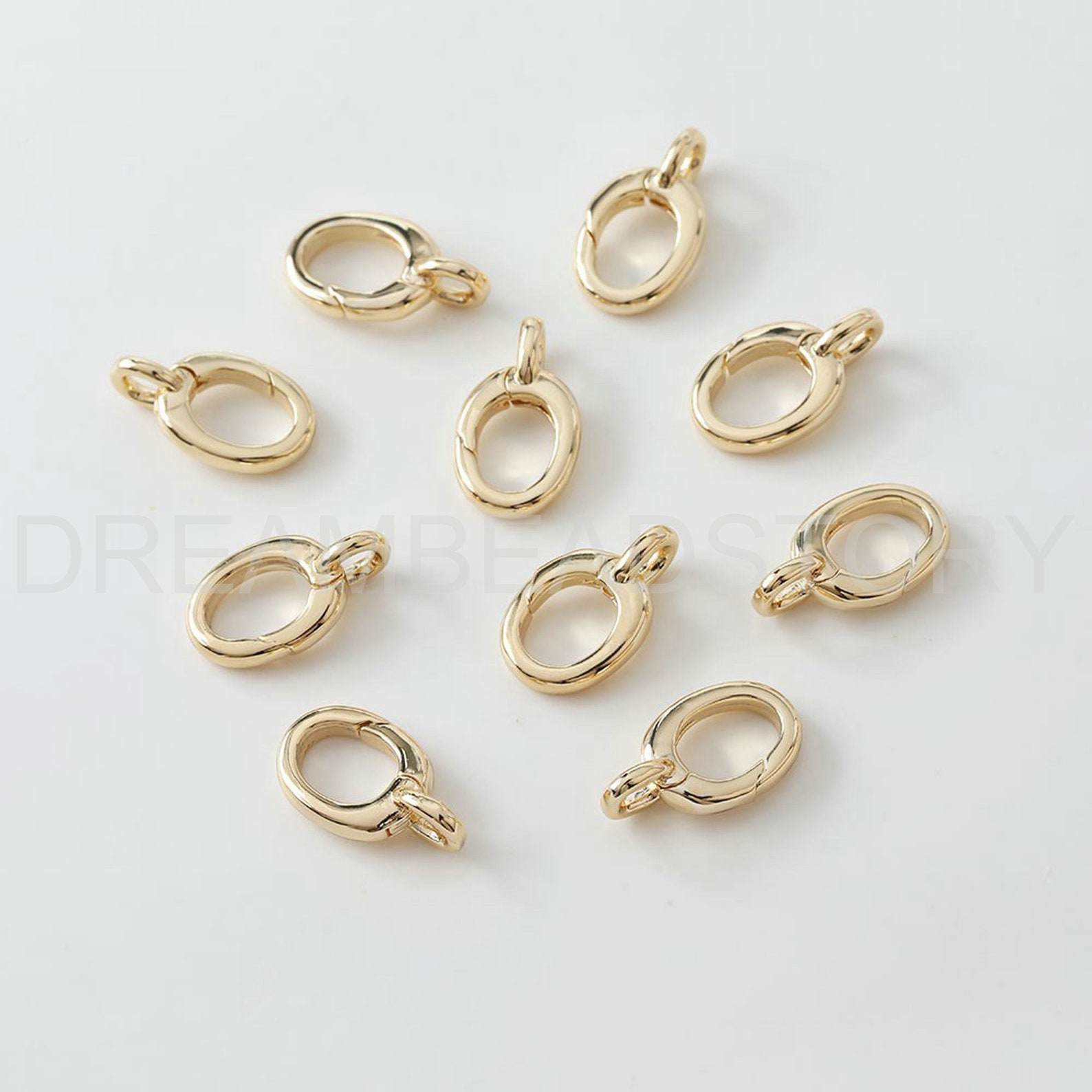 Push Gate Oval Clasp - Spring Gate Clasp - 14K Real Gold/ White Gold ...