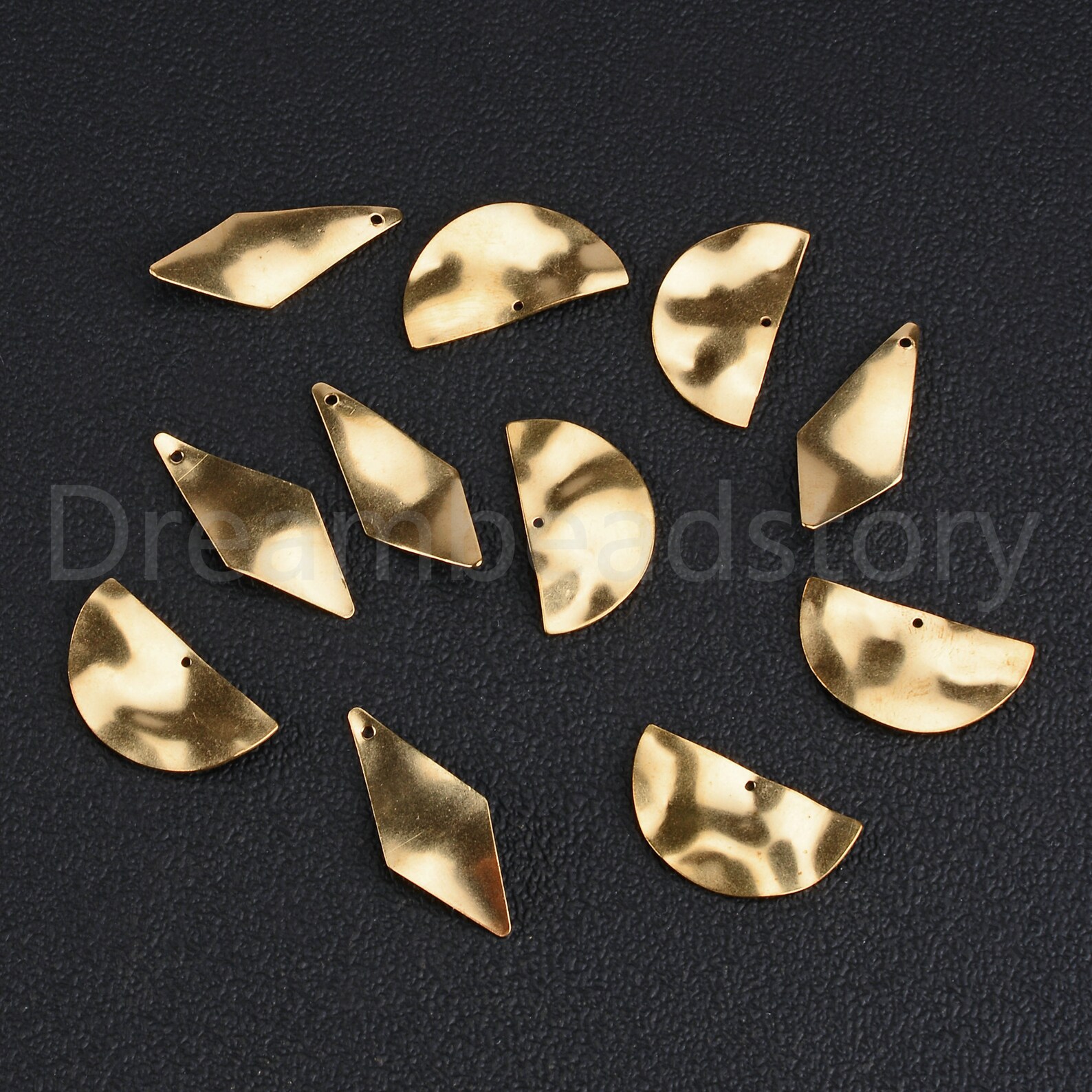 20-500 Pcs Raw Brass Waved Squiggle Rhombus/ Half Circle/ Circle ...