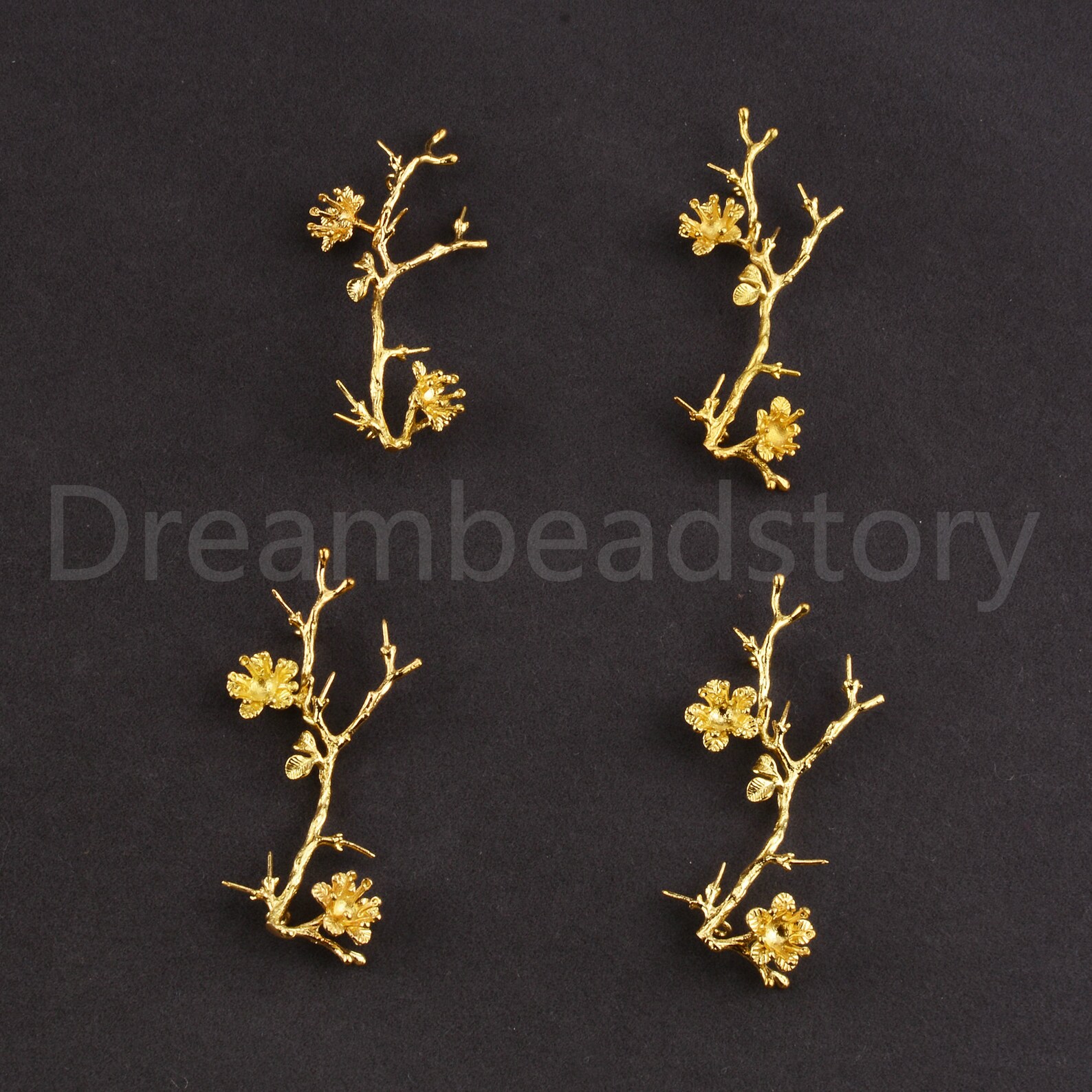 1-50 Pcs Golden Flower Branch Charms Brass Filigree Branches | Etsy