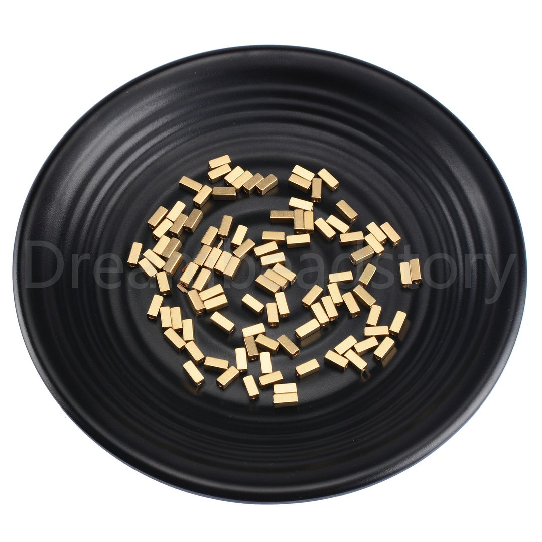 50-1000 Pcs Raw Brass Rectangle Spacer Beads/ Rectangular Cuboid Tube ...